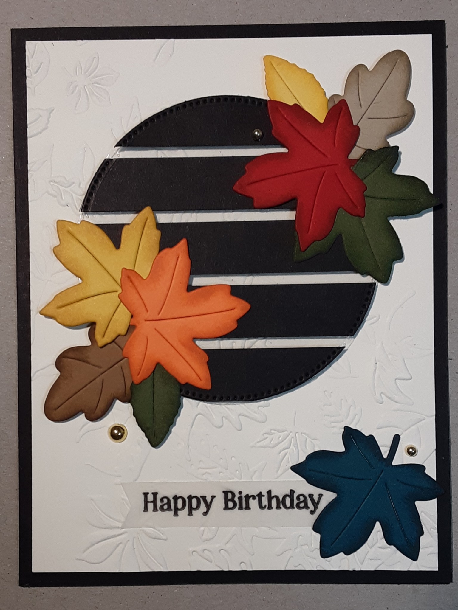 Floating Strips Autumn Leaves Card