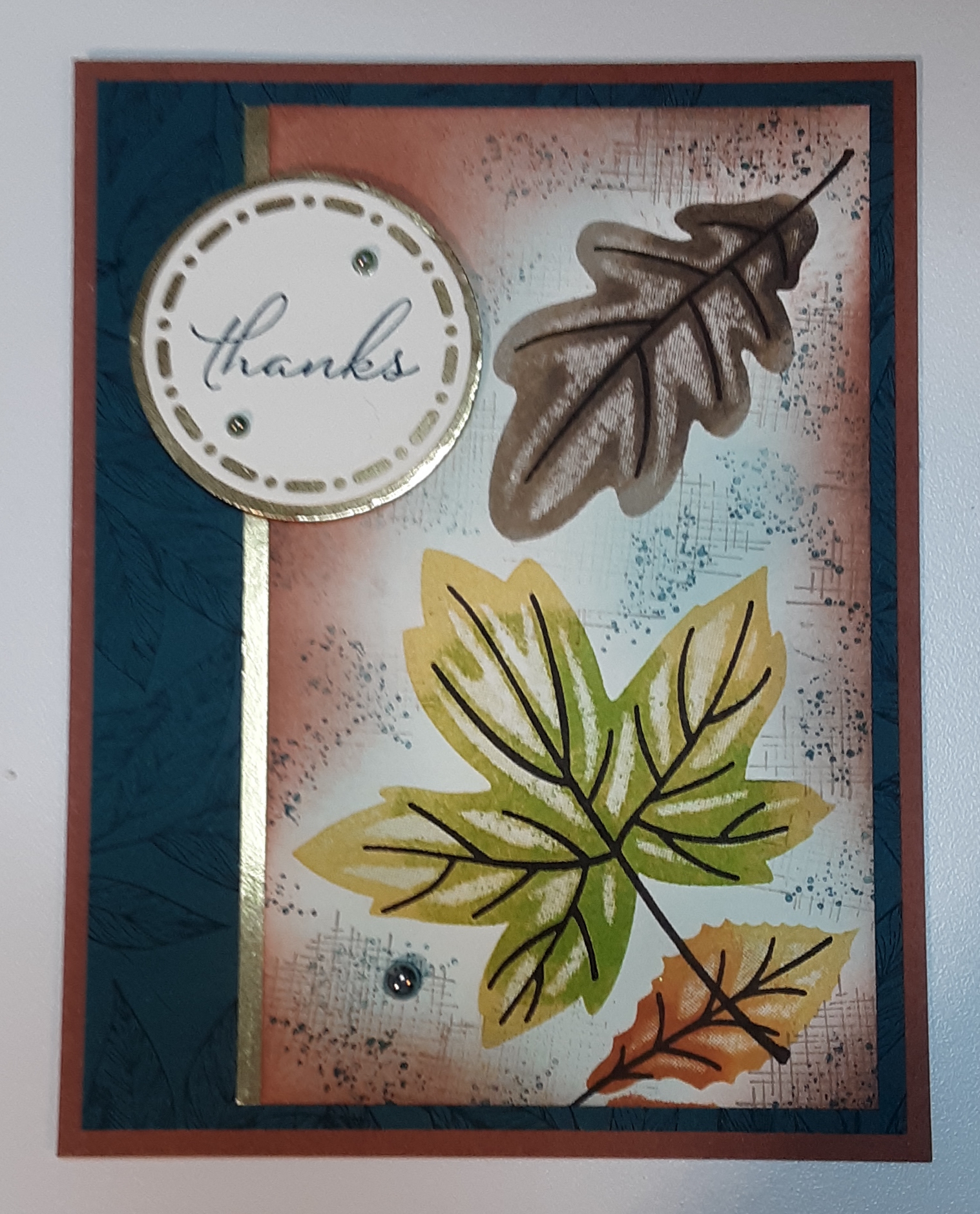 Floating Strips Autumn Leaves Card
